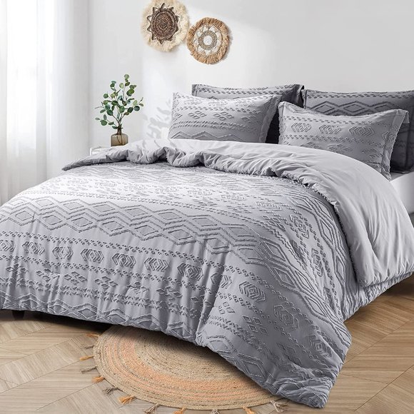 Bedding | New Comforter Set Boho Bedding Set Light Grey Soft Fashion ...